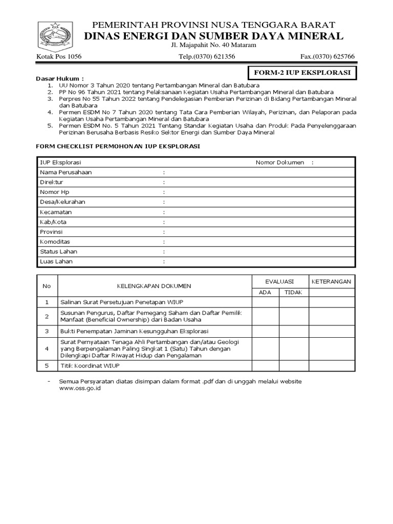 Form-2 Iup Eksplorasi | PDF