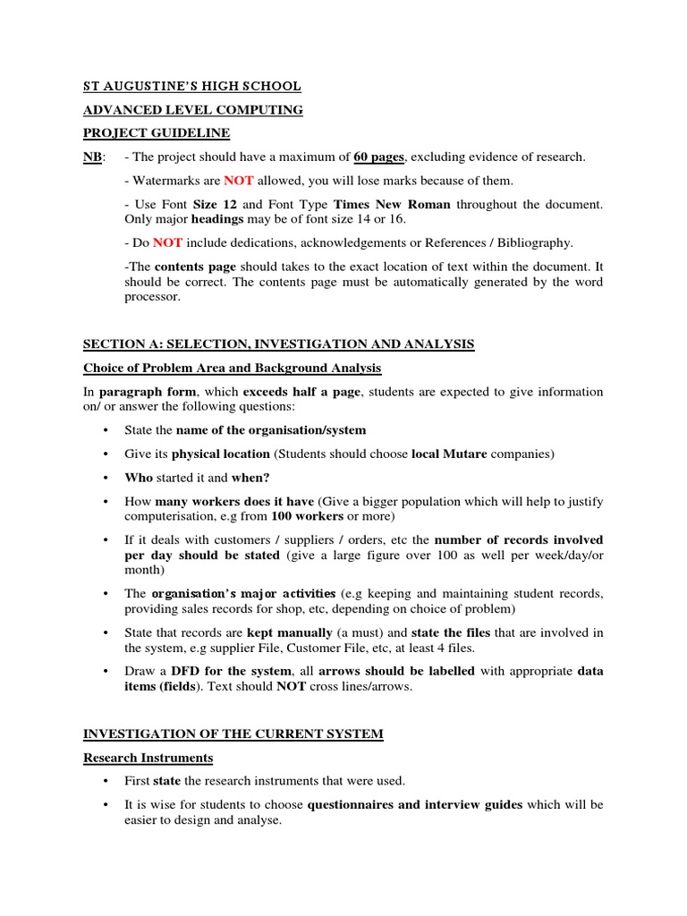 A Level Project Guide | PDF | Input/Output | Computer Hardware