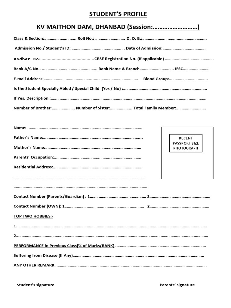 Students Profile Format | PDF