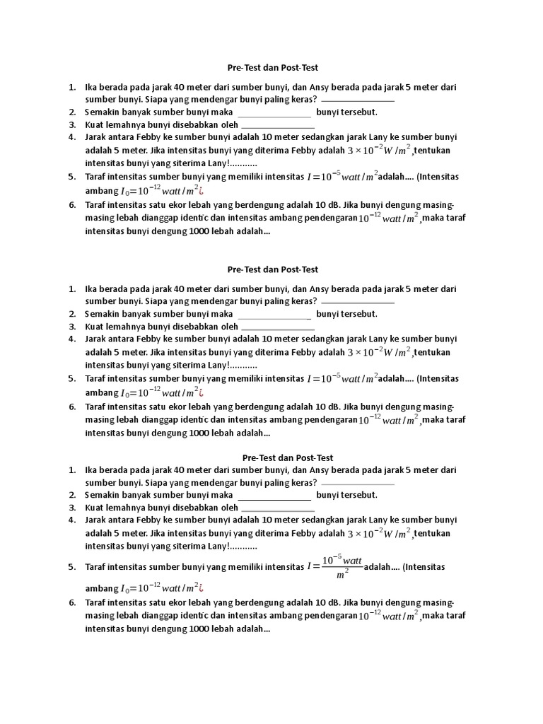 Soal Pre-Test Dan Post-Test | PDF