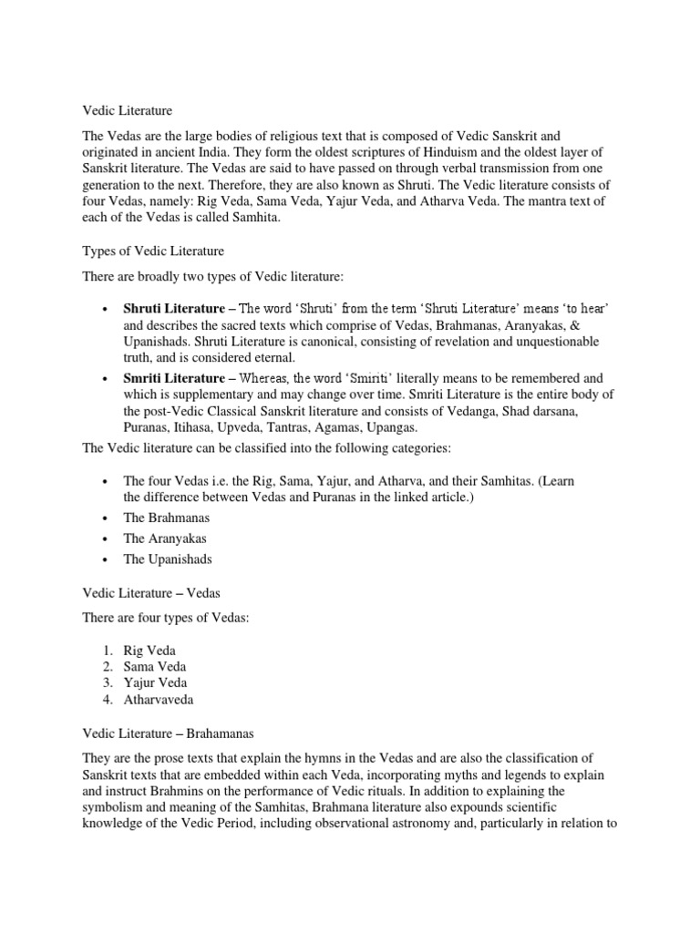 Vedic Literature | PDF | Vedas | Upanishads