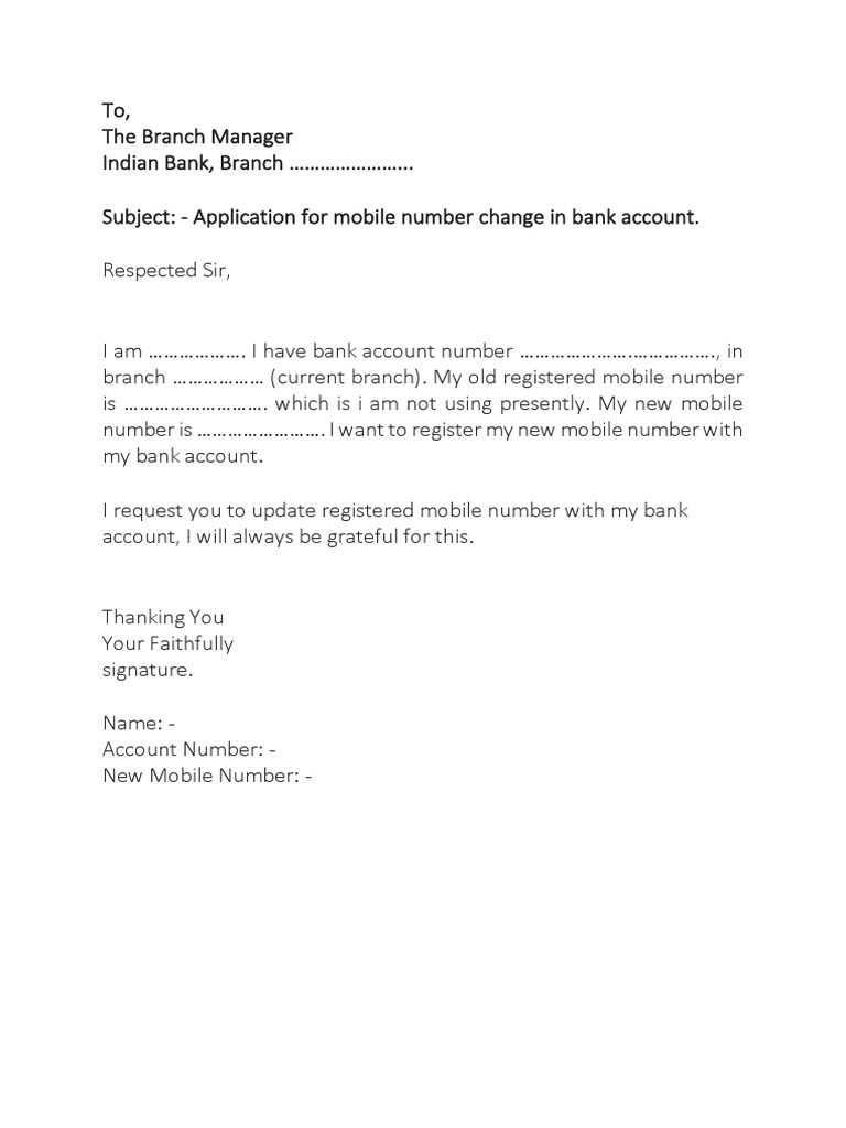Mobile Number Change Application Form | PDF
