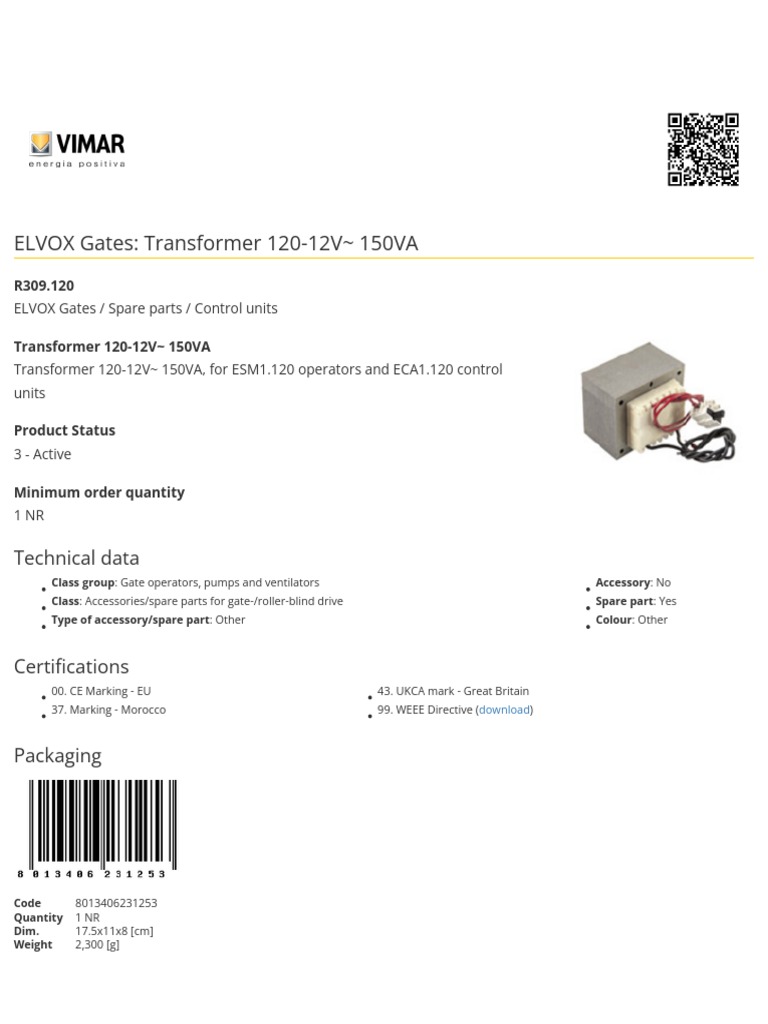 Vimar-R309 120 | PDF