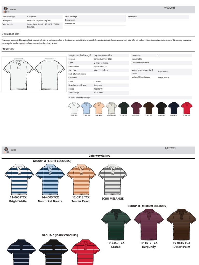 Inego Techpack Pol708 - SS23 - Y. Dyed Strips | Download Free PDF | Textiles | Knitting