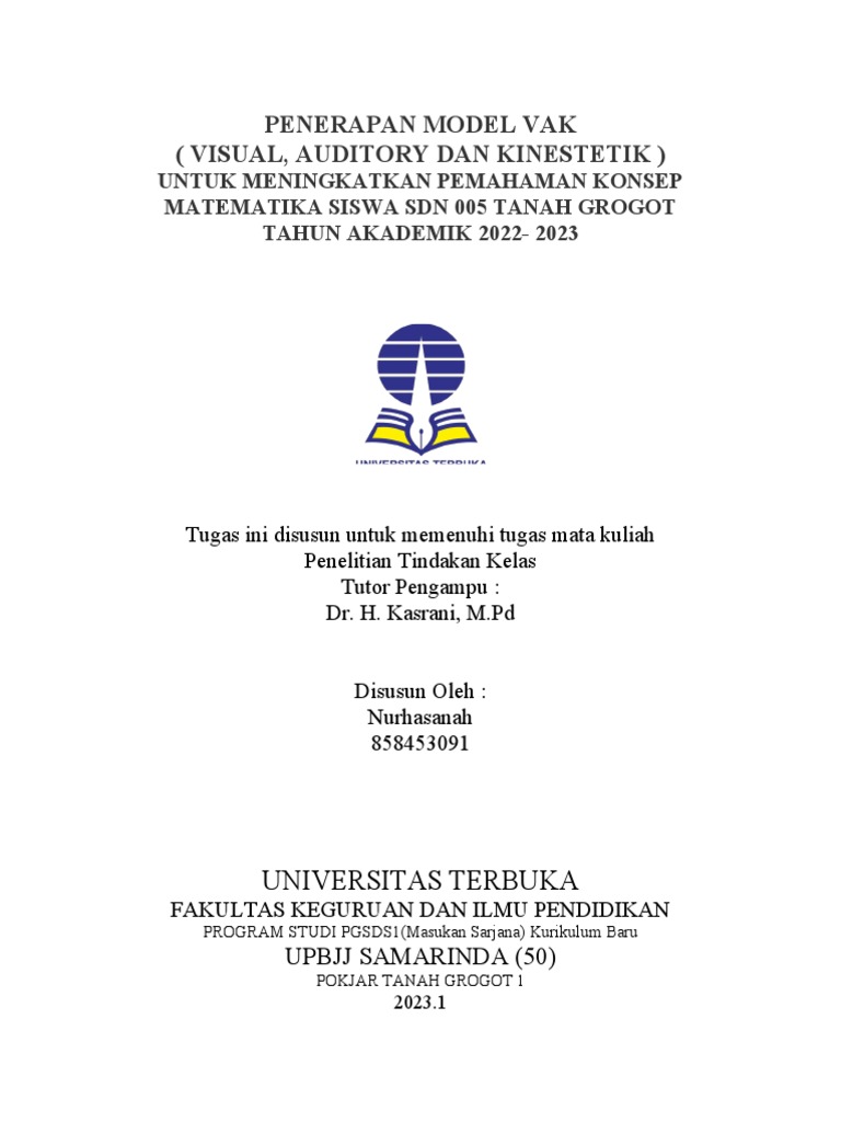 Nurhasanah 858453091 Laporan PTK PENERAPAN MODEL VAK | PDF