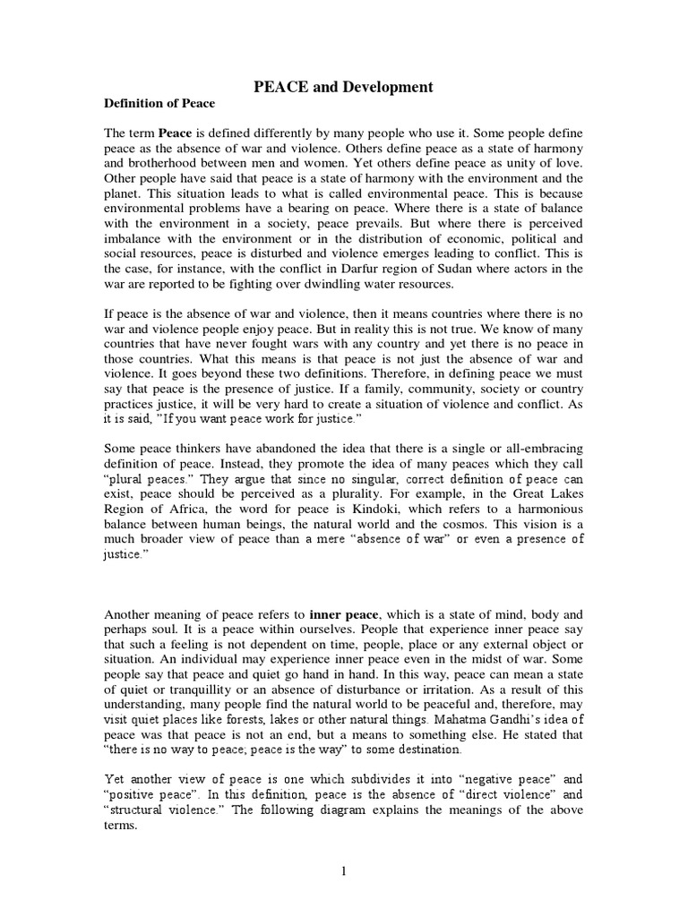 Defining Peace and Its Role in Development | PDF | Peace | Mediation