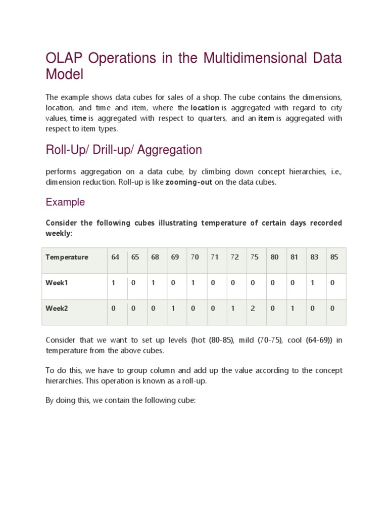 Module-1-part2-OLAP Operations | PDF | Computer Science | Computer Data