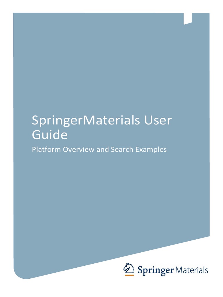 Springermaterials User Guide: Platform Overview and Search Examples | PDF | Adsorption ...
