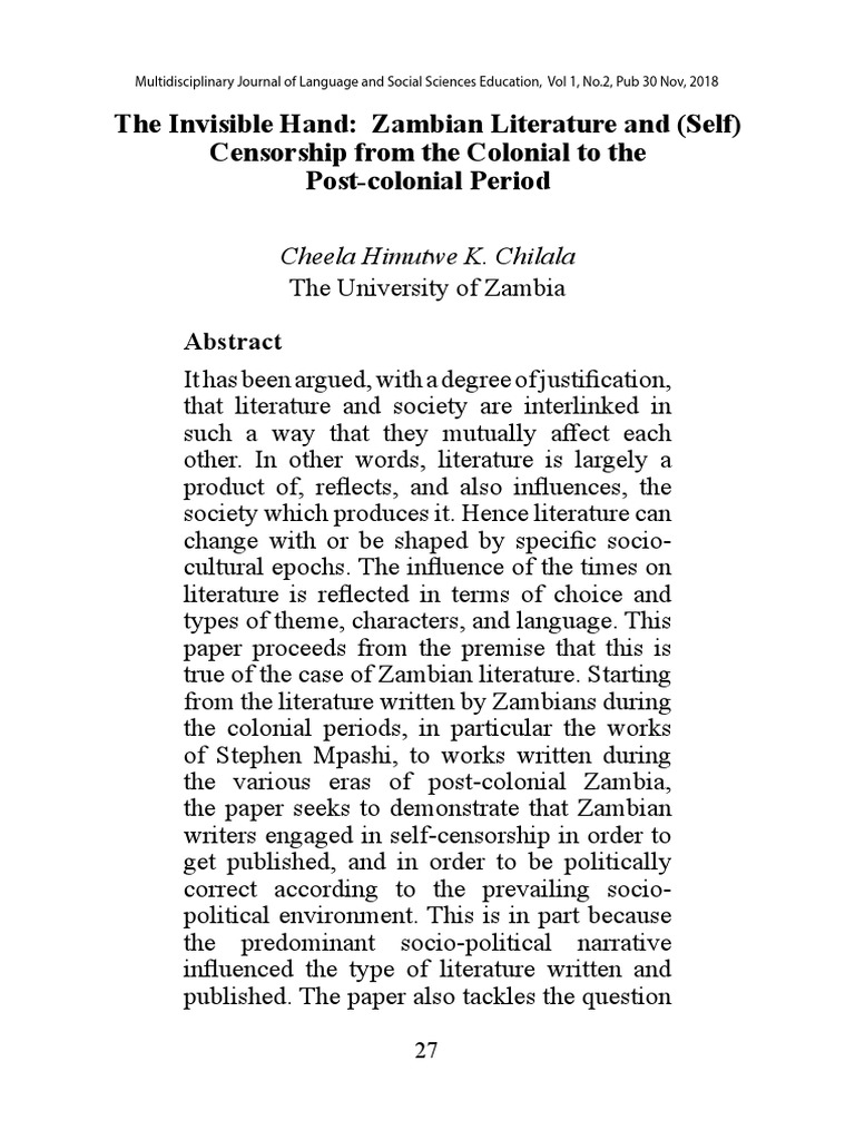 89-Article Text-439-1-10-20190426 | PDF | Censorship | Zambia
