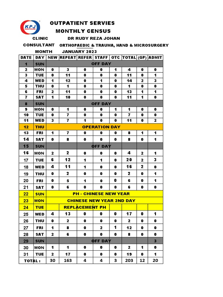 DR Rudy Census 2023 (Autorecovered) | PDF | Health Care | Medicine