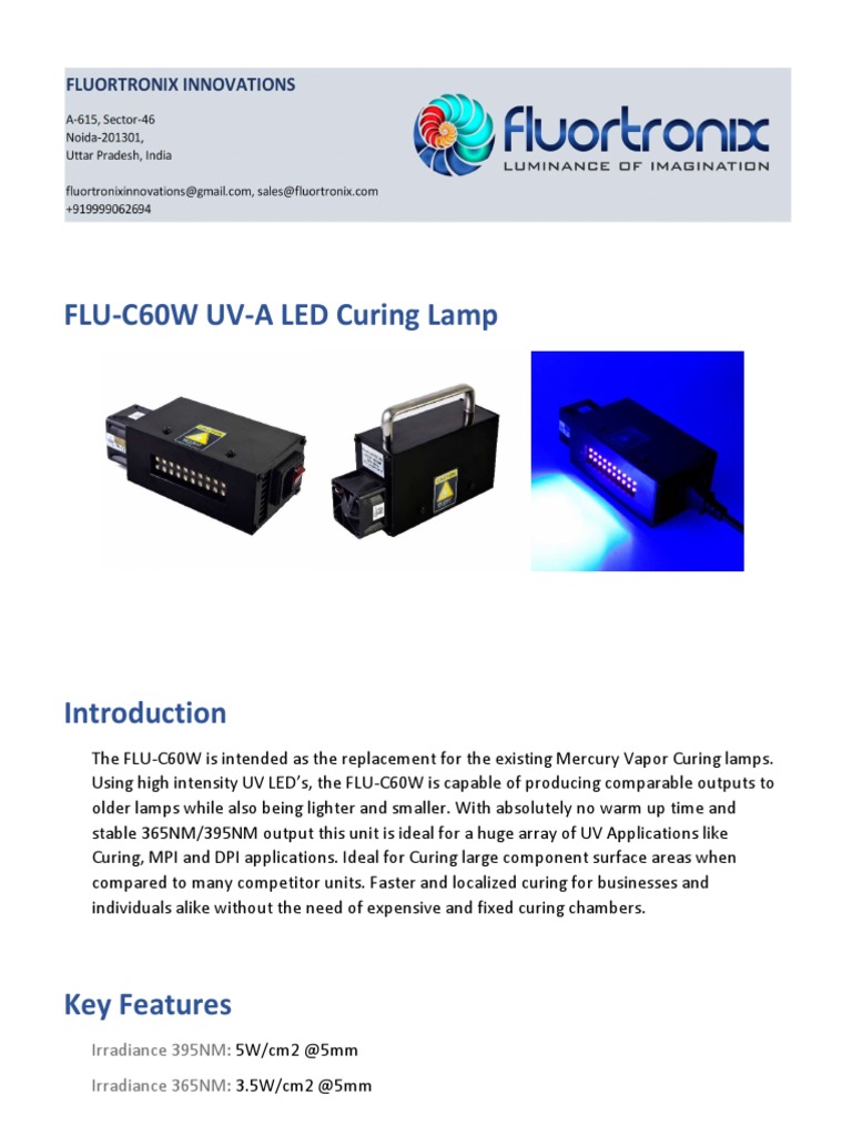 FLU-C60W UV LED Curing Lamp Overview | PDF