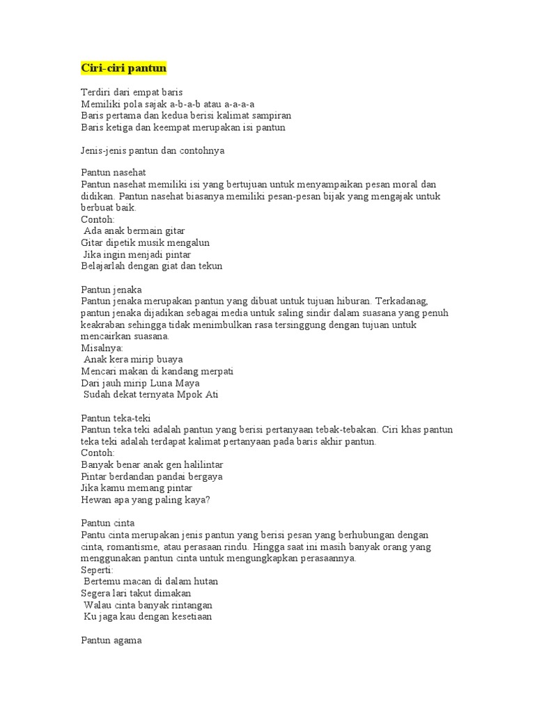 Contoh Puisi Rakyat | PDF