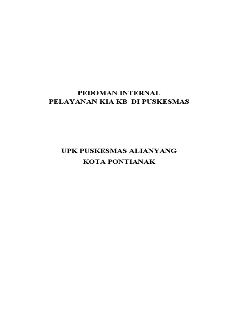 Pedoman Pelayanan KIA dan KB Puskesmas | PDF | Kesehatan Holistik