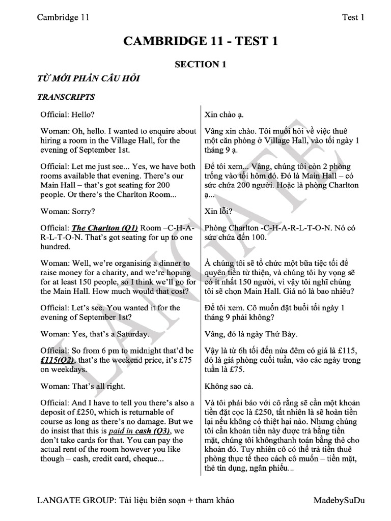 Cambridge 11 Test 1 | PDF