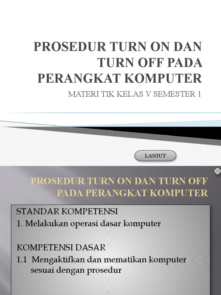 Bahan Ajar Menghidupkan Dan Mematikan Komputer | PDF