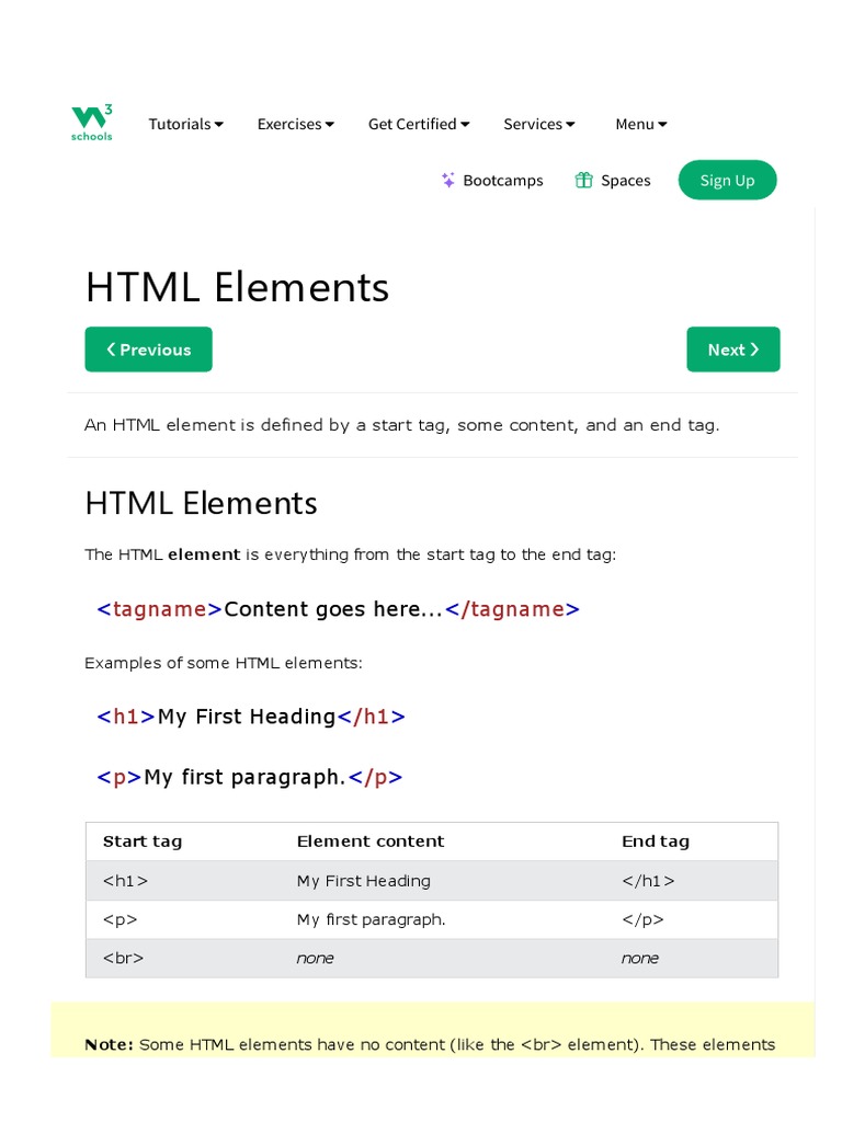 HTMLHTML Elements - Asp | PDF | Html Element | Html