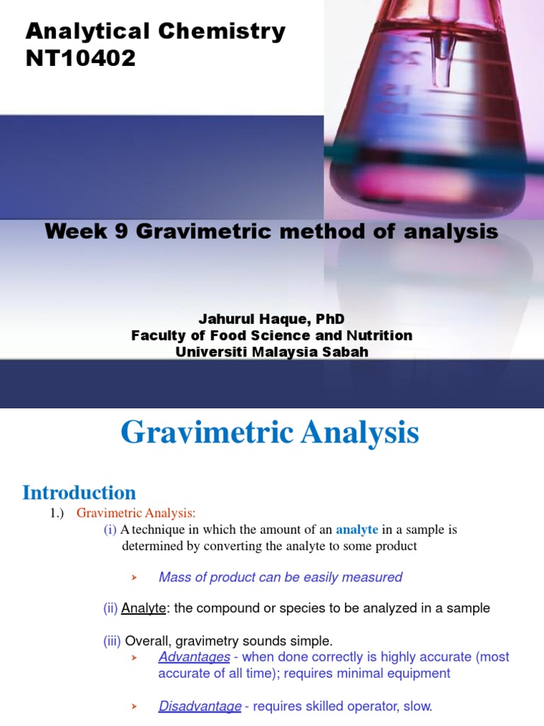 Gravimetric Method of Analysis | PDF