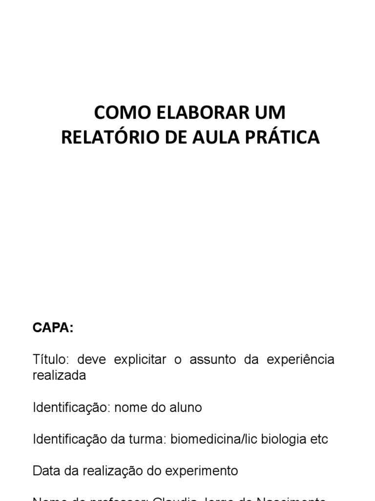 5-Como Elaborar Um Relatorio de Aula Pratica | PDF