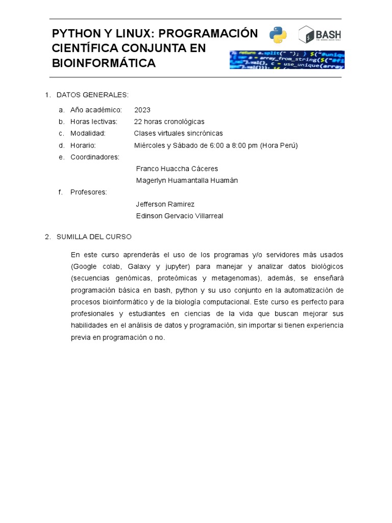 Curso de Bioinformática con Python y Linux | PDF | Informática