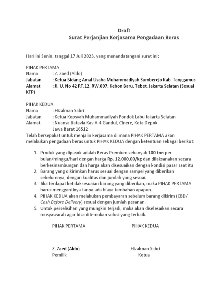 Surat Perjanjian Jual | PDF Surat Perjanjian Jual | PDF