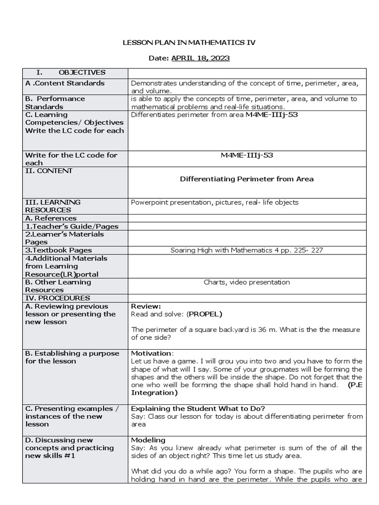 DLP Math Iv | PDF | Area | Mathematics