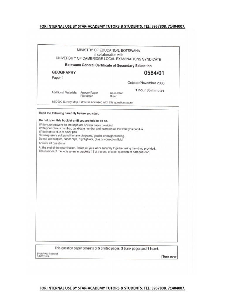 BGCSE GEOGRAPHY PP1 2006 | PDF