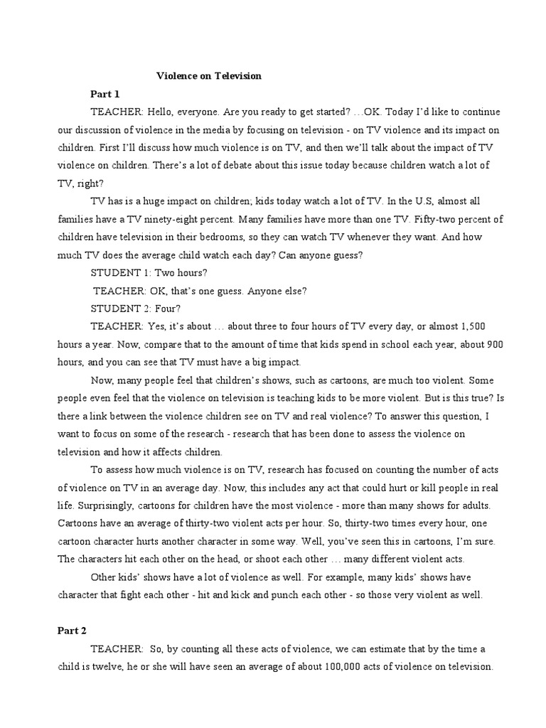 Violence On Television | PDF | Violence