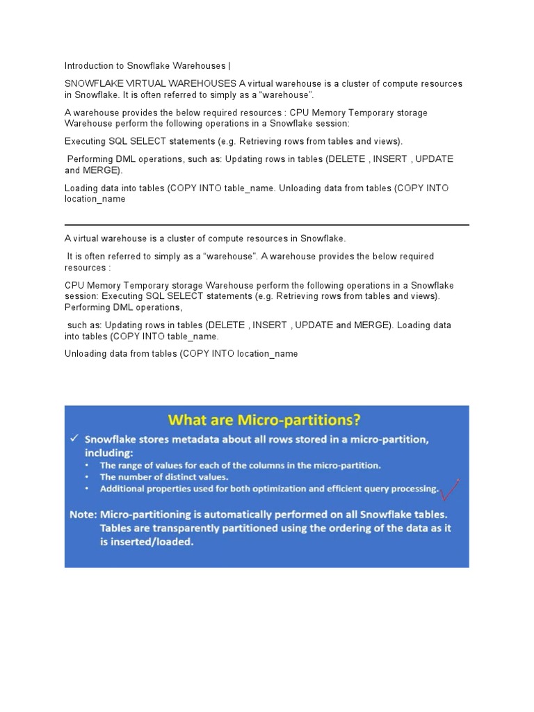 Introduction To Snowflake Warehouses | PDF | Sql | Data Management