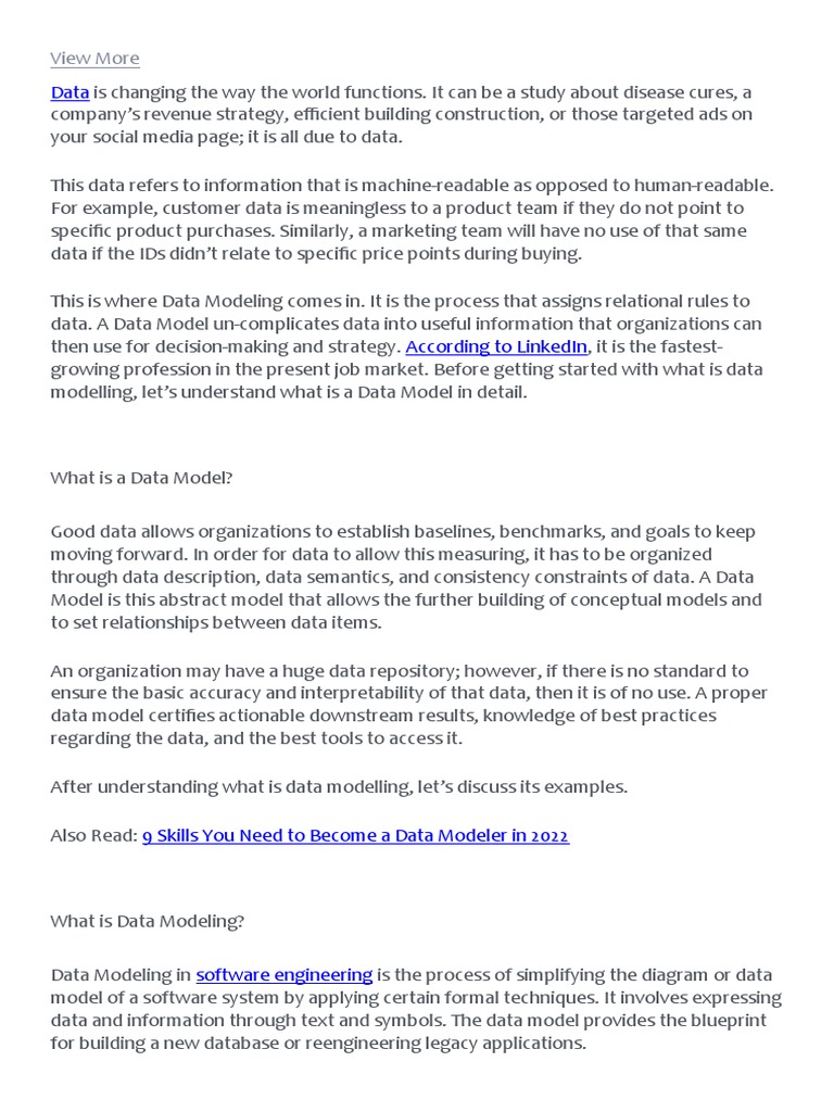 What Is Data Modelling | PDF | Data Model | Conceptual Model