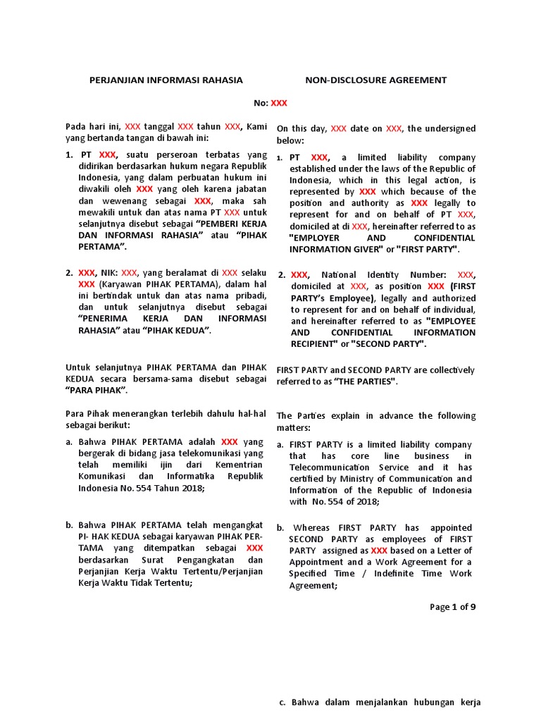 NDA Contoh 2 | PDF