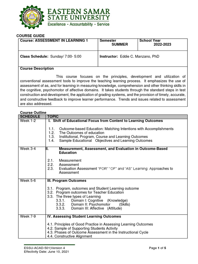 Assessment 1 Course Guide Final | PDF | Educational Assessment | Learning