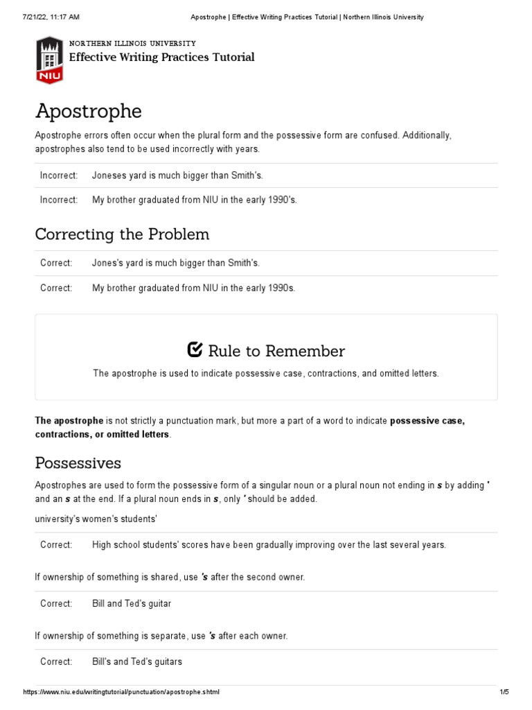 Apostrophe _ Effective Writing Practices Tutorial _ Northern Illinois ...