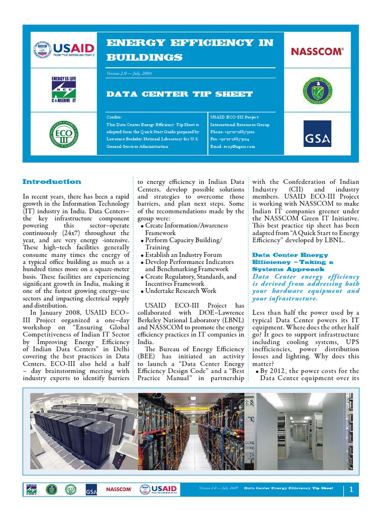 Data Center Energy Efficiency Tip Sheet | PDF Data Center Energy Efficiency Tip Sheet | PDF