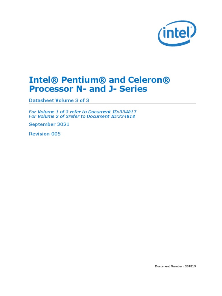 Intel® Pentium® and Celeron® Processor N-And J - Series: Datasheet Volume 3 of 3 | PDF | Intel ...
