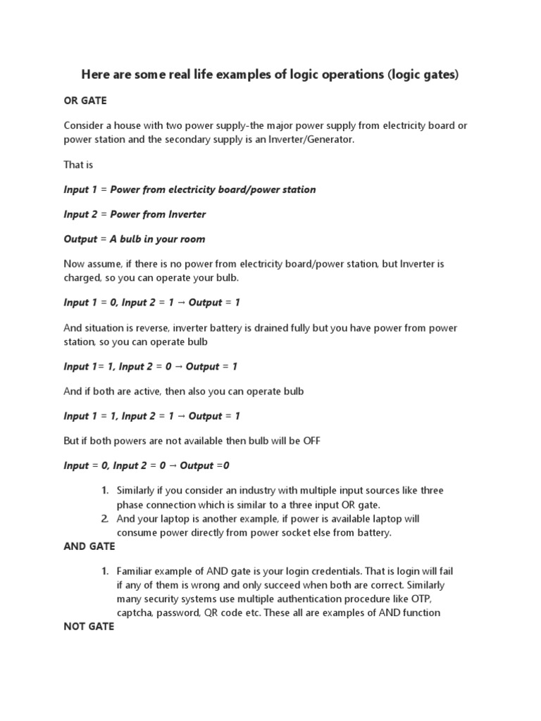 Real Life Examples Of Logic Operations Pdf