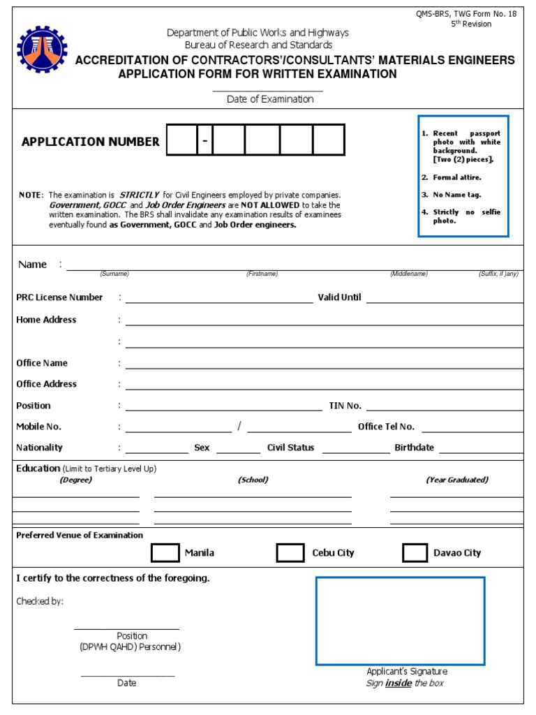 Form No. 18 Ccme Written Examination | Download Free PDF | Engineer