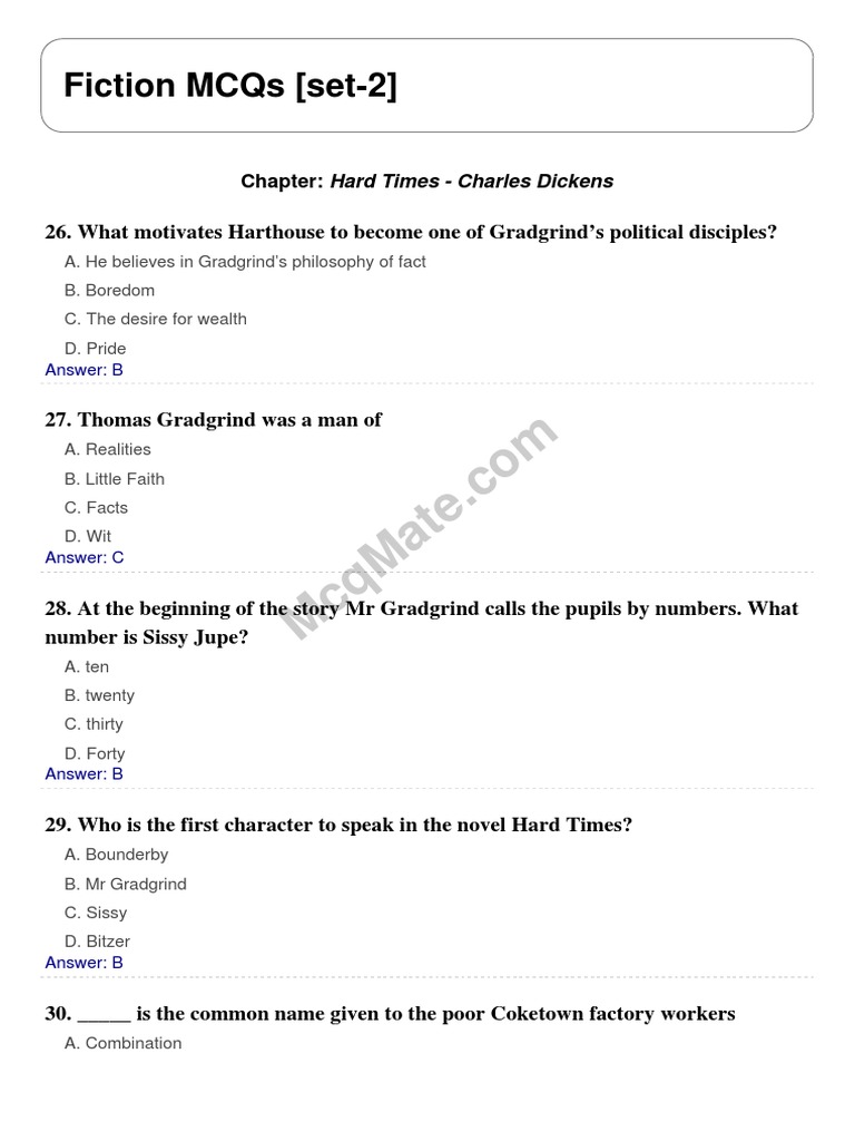 Hard Times Charles Dickens Set 2 | PDF | Victorian Literature