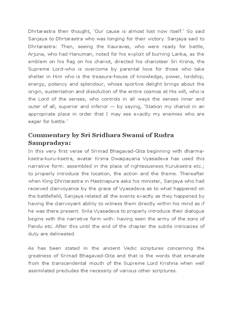 Commentary by Sri Sridhara Swami of Rudra Sampradaya | PDF