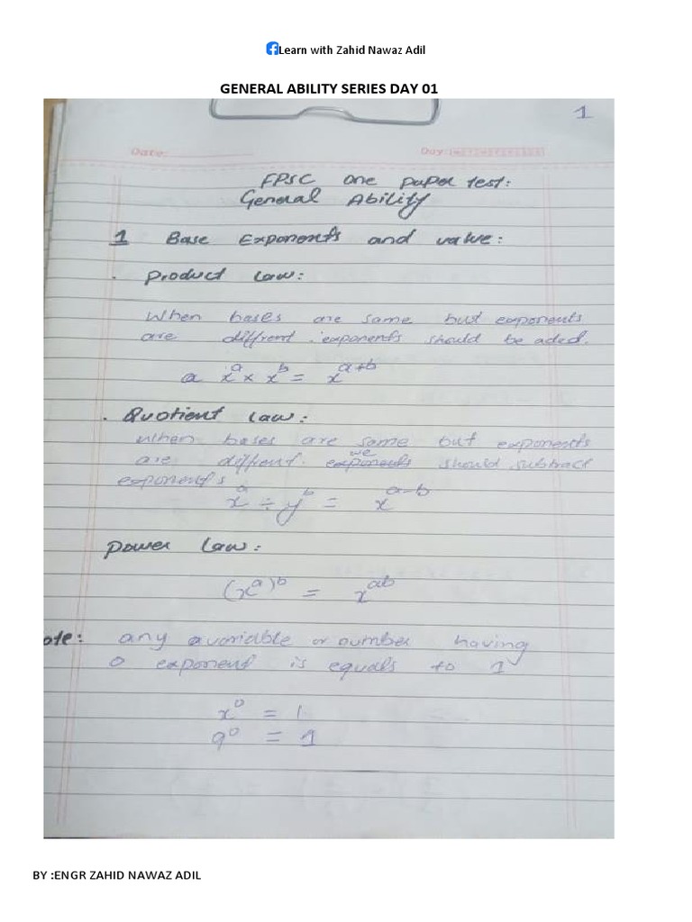 FPSC General Ability Series Day 01 | PDF