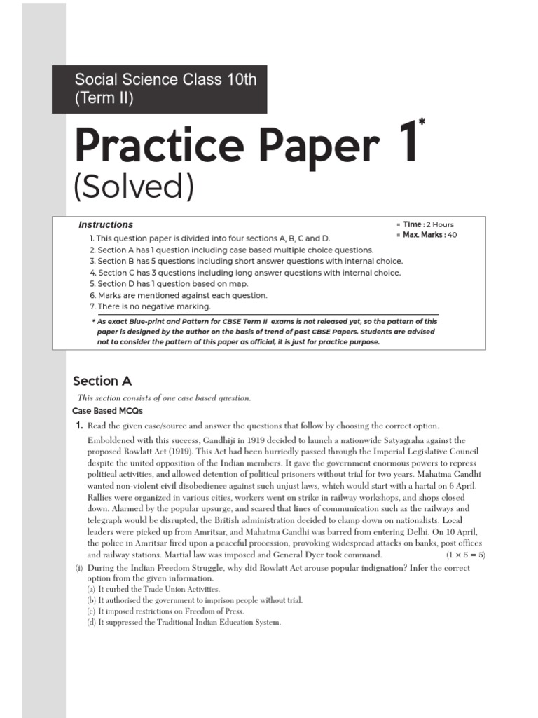Practice Paper: (Solved) | PDF