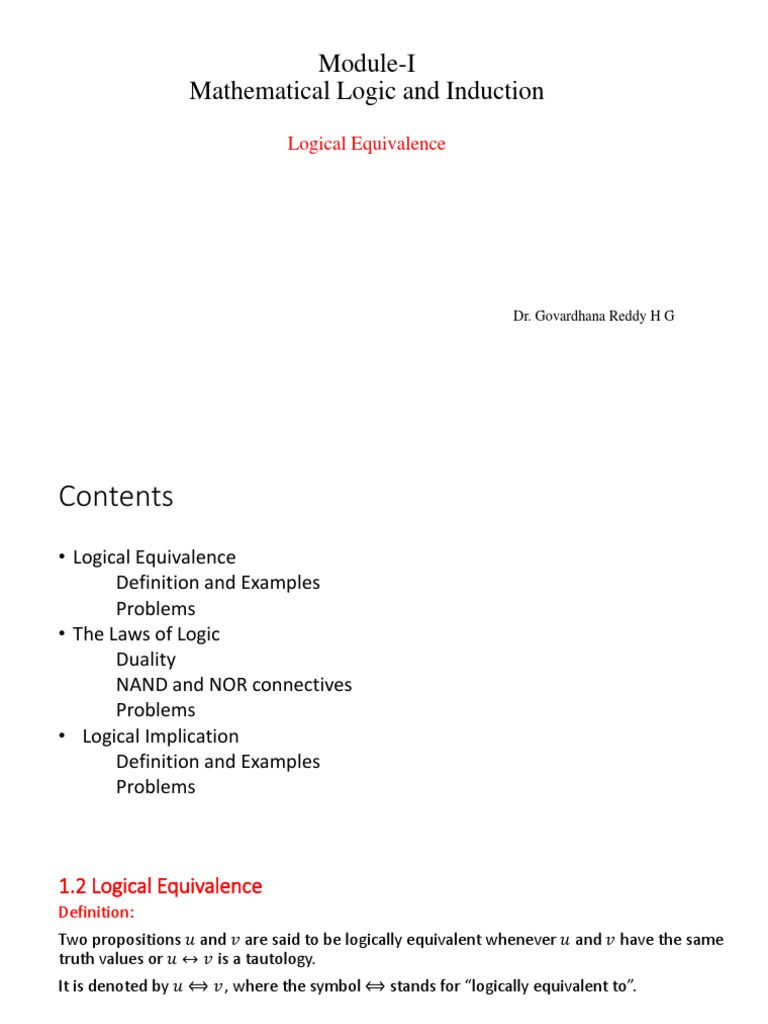 1.2 Logical Equivalence | PDF