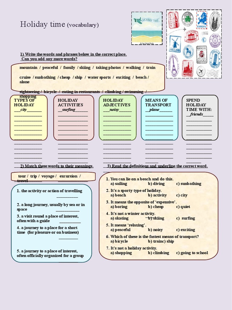 Holiday Time Vocabulary | PDF
