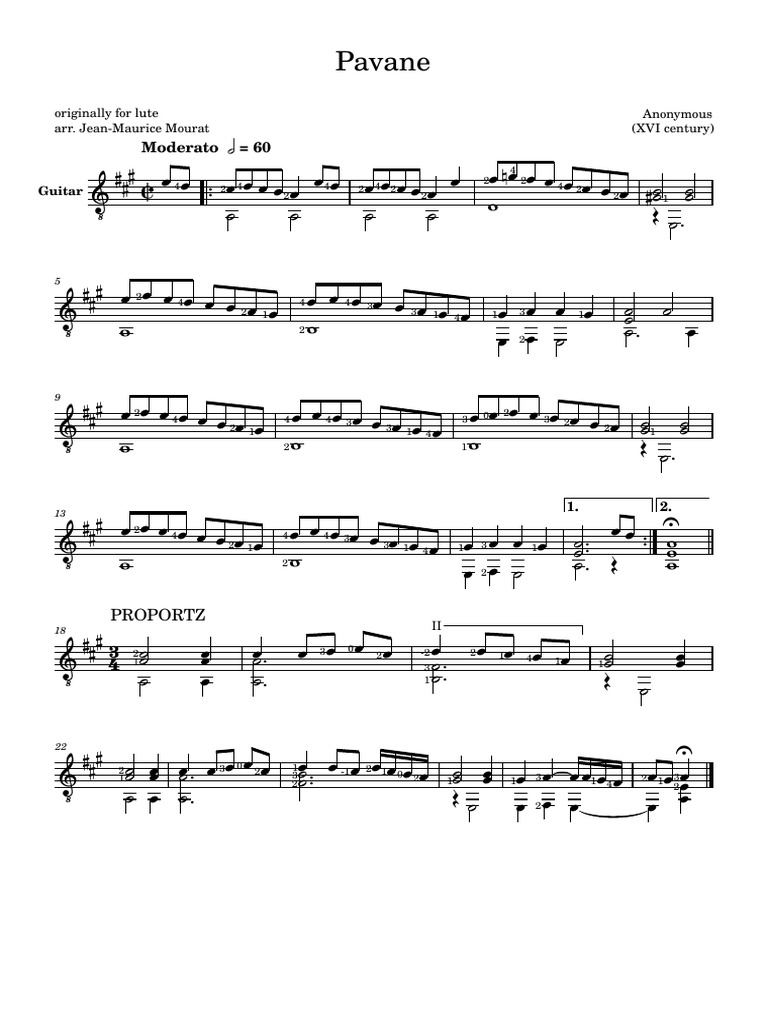 Pavane XVI Century Anonymous | PDF
