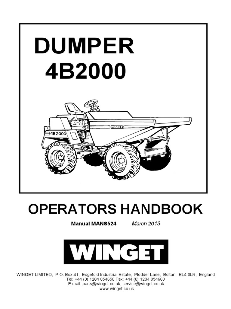 Dumper 4B2000: Operators Handbook | PDF