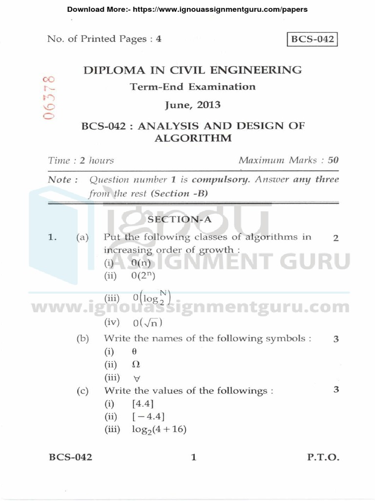 BCS 042 2 | PDF | Time Complexity | Mathematical Analysis