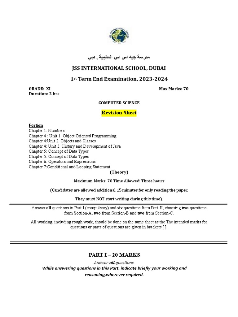 Grade11 RevisionWorksheet | PDF | Class (Computer Programming) | Inheritance (Object Oriented ...
