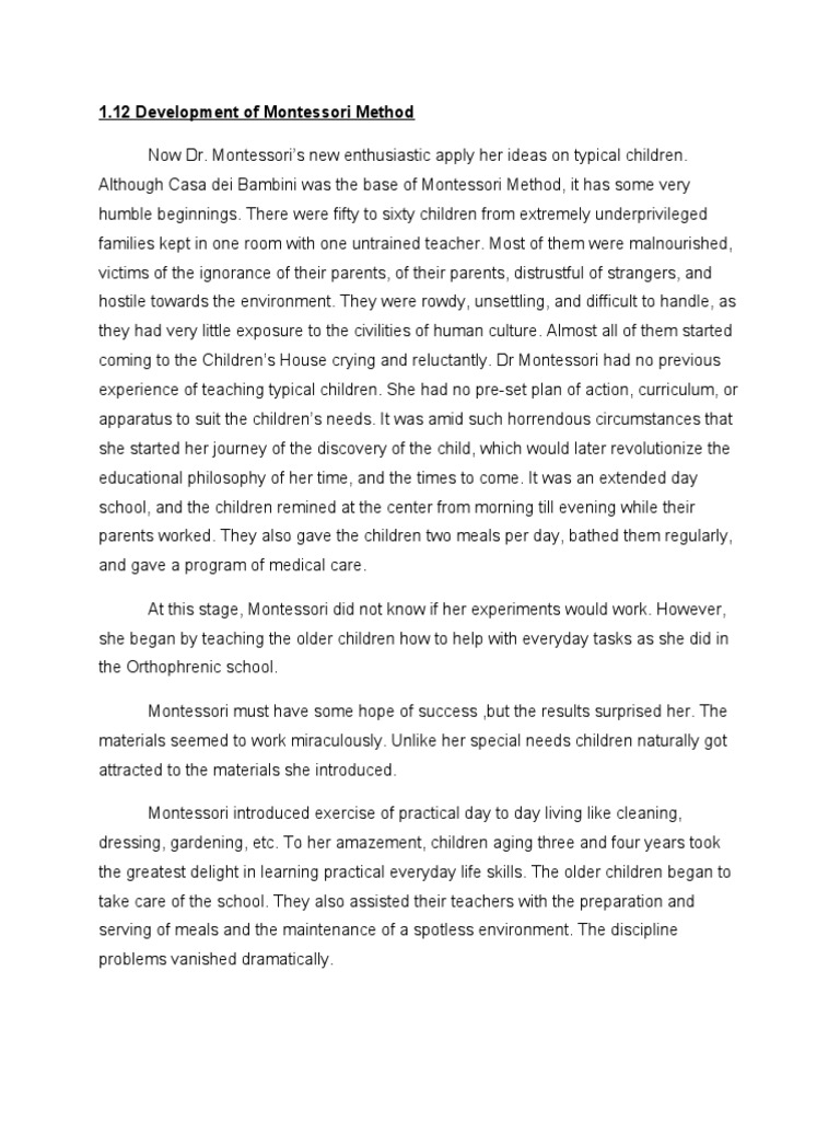 Introduction To Montessori | PDF