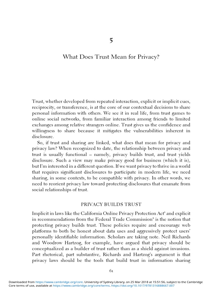 What Does Trust Mean For Privacy | PDF | Privacy | Right To Privacy