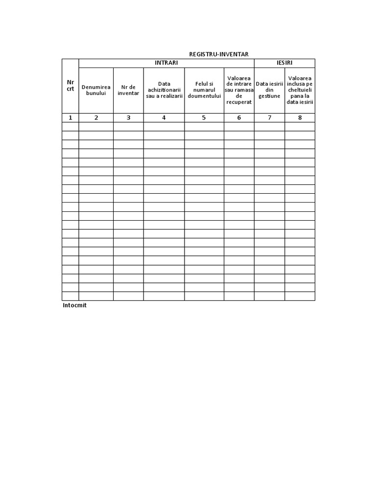 Copie A Registru Inventar Bunuri Excel | PDF
