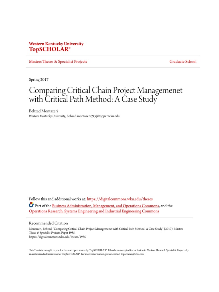 Comparing Critical Chain Project Managemenet With Critical Path M | PDF